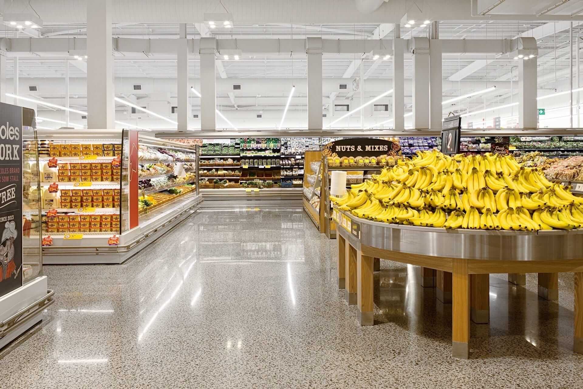 Coles Birtinya Commercial Floor - Honed & Polished Concrete